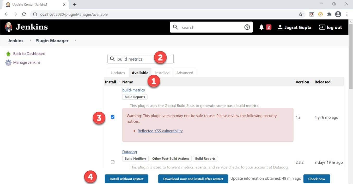 Jenkins Metrics and Trends - How to install Metric & trend related pluggin?
